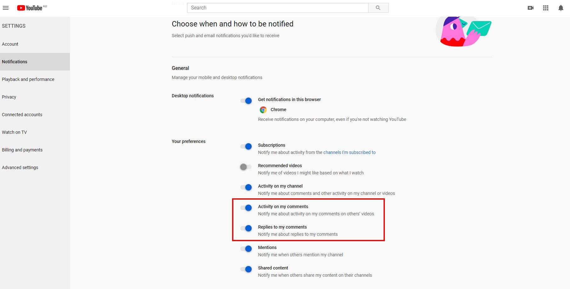 HOW TO TURN ON COMMENT NOTIFICATIONS IN YOUTUBE