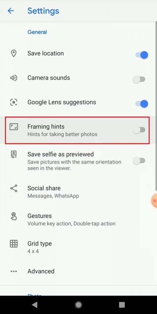 HOW TO TURN ON THE SPIRIT LEVELLER ON THE GOOGLE PIXEL ANDROID CAMERA APP