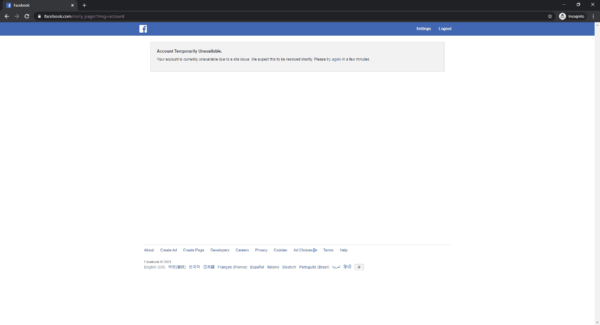 FACEBOOK ACCOUNT UNAVAILABLE