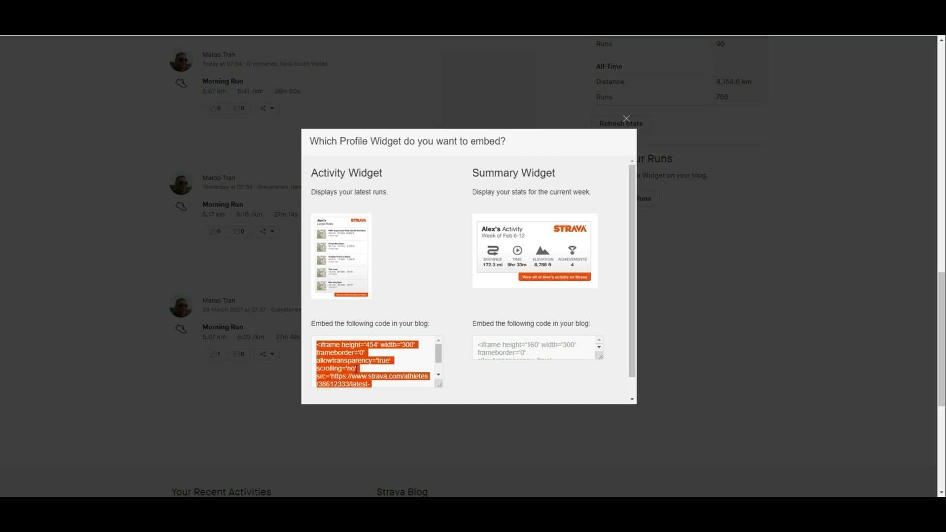 HOW TO ADD STRAVA WIDGET TO A WEBSITE