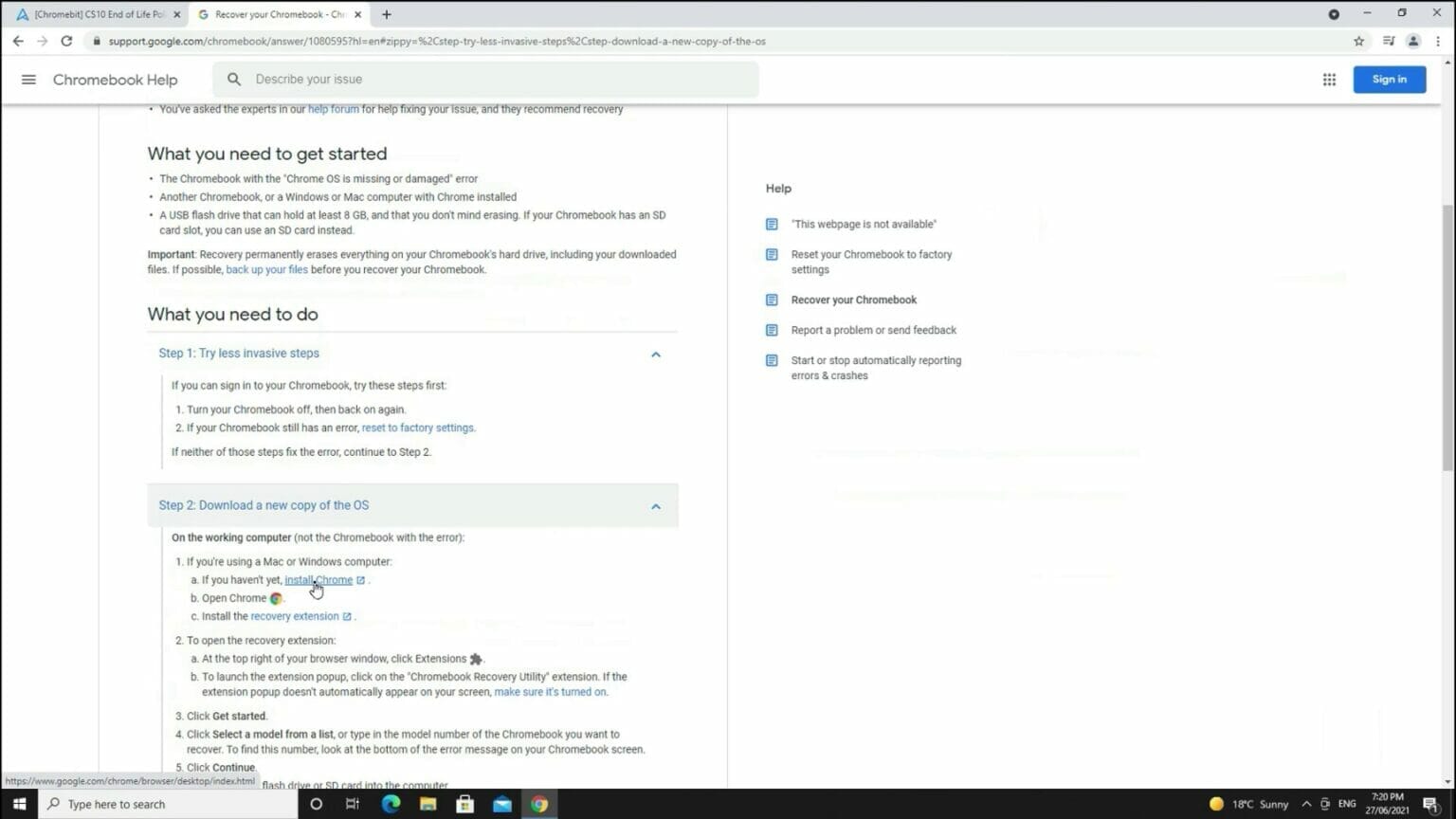 HOW TO UPGRADE CHROMEBIT CS10 TO THE LATEST VERSION OF CHROME OS