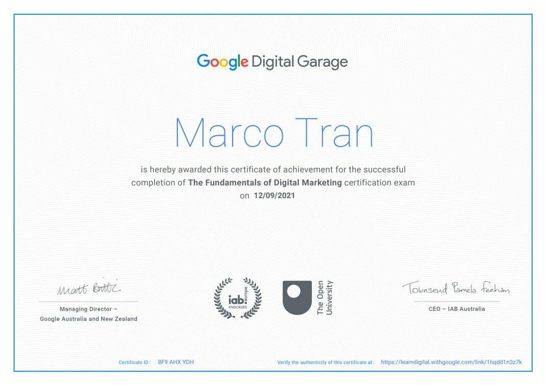 THE FUNDAMENTALS OF DIGITAL MARKETING COURSE AND CERTIFICATION