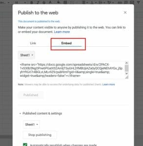 HOW TO EMBED A GOOGLE SHEET ON A WEBSITE