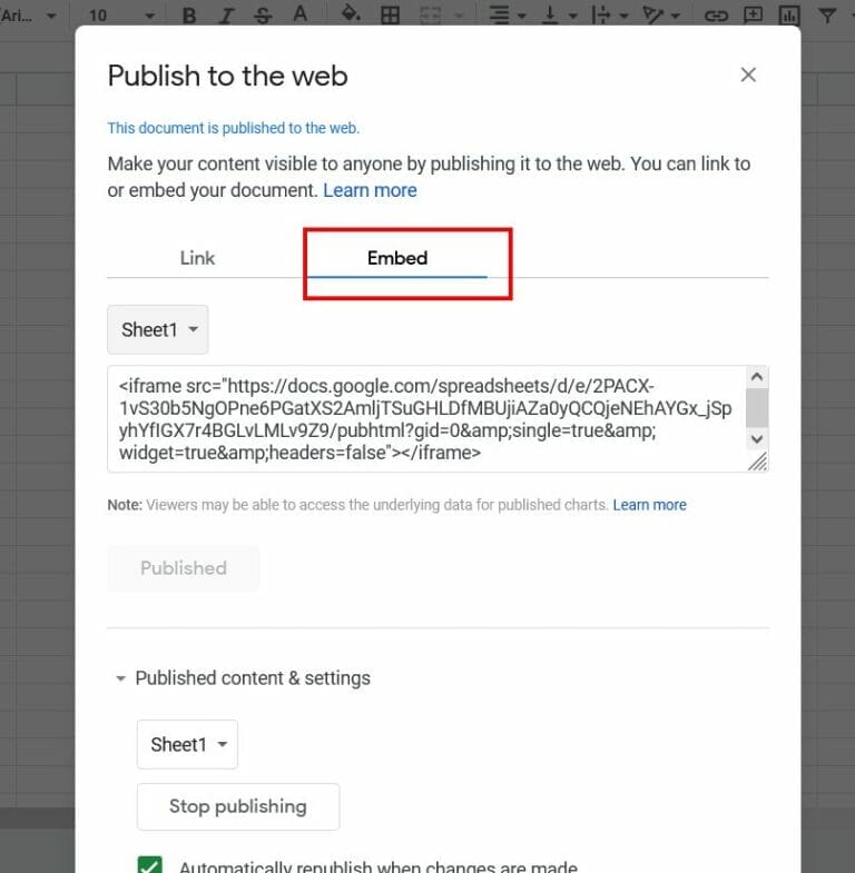 HOW TO EMBED A GOOGLE SHEET ON A WEBSITE