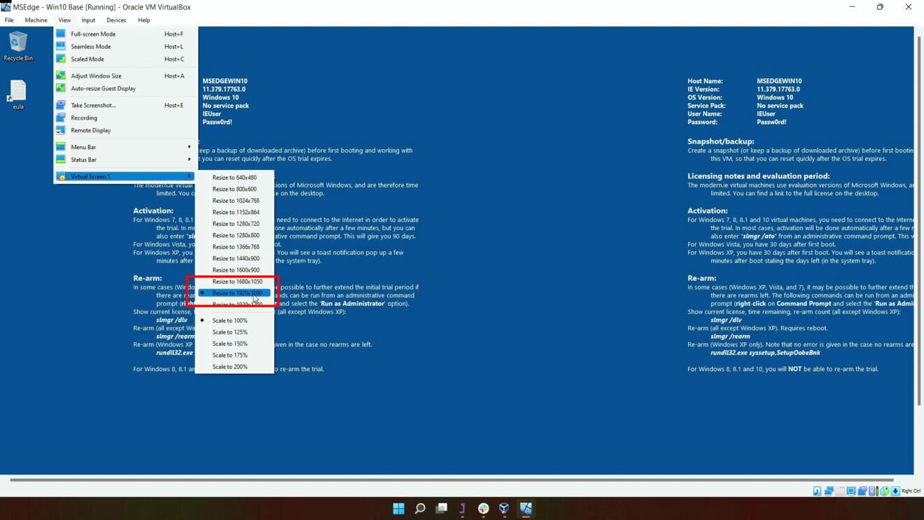 CHANGING THE SCREEN RESOLUTION IN VIRTUALBOX - HOW TO GUIDELINE
