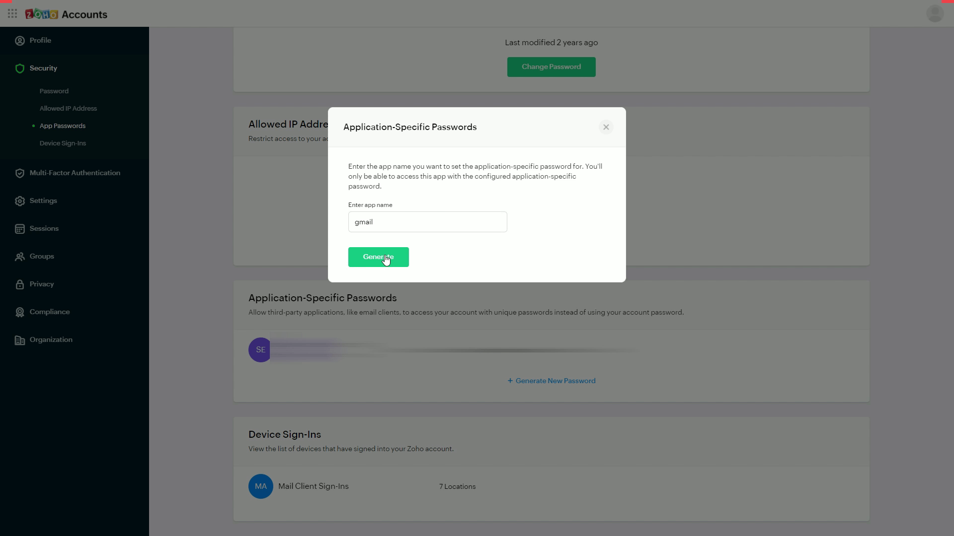How To Add An App Password In Zoho Mail