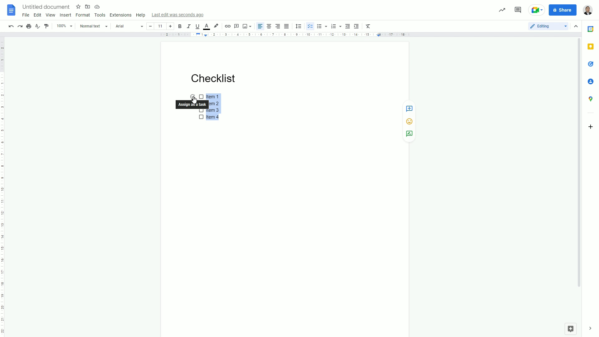 CREATE A GOOGLE TASK FROM A GOOGLE DOC CHECKLIST