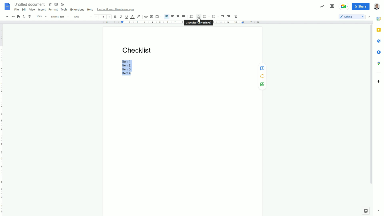 CREATE A GOOGLE TASK FROM A GOOGLE DOC CHECKLIST