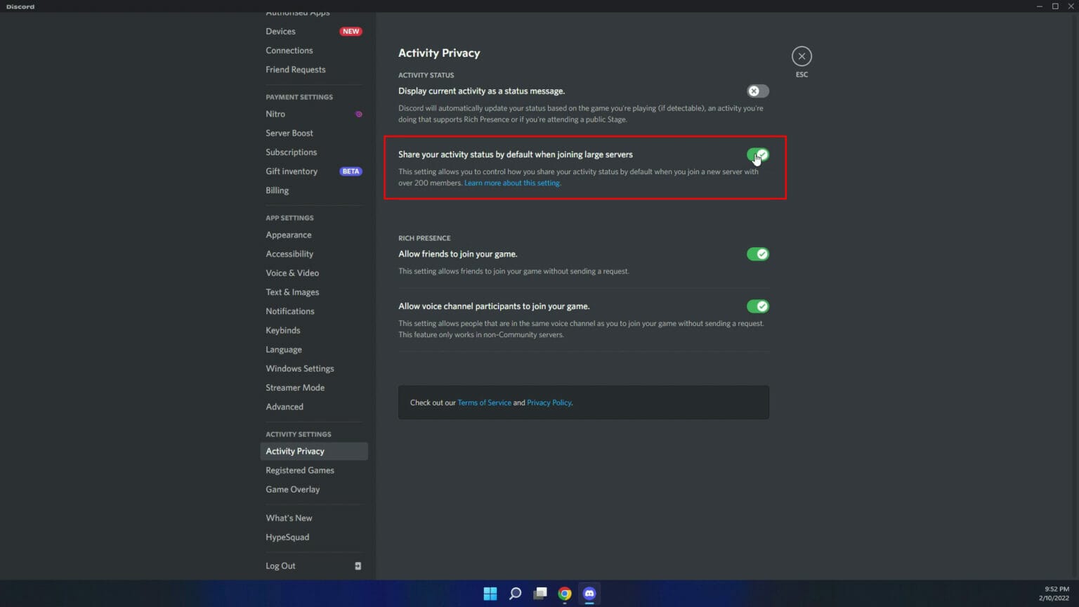 HOW TO DISABLE OR HIDE THE GAME ACTIVITY STATUS ON DISCORD